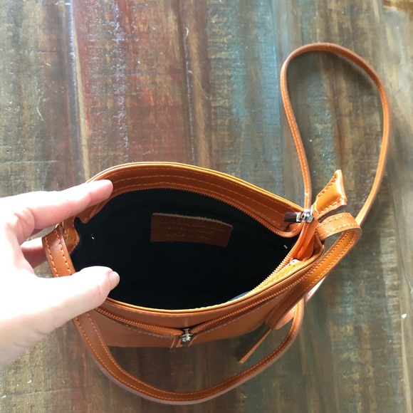 Bags | Giulia Massari Cognac Leather Crossbody Bag | Poshmark